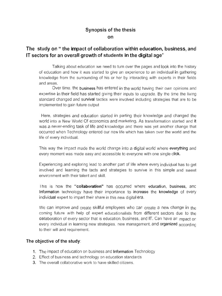 Synopsis Format | PDF