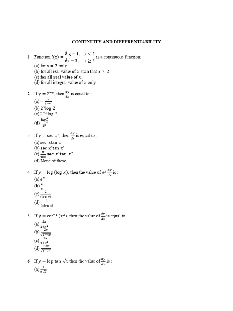 Ch 5 Continuity and Differentiability | PDF | Function (Mathematics) | Calculus