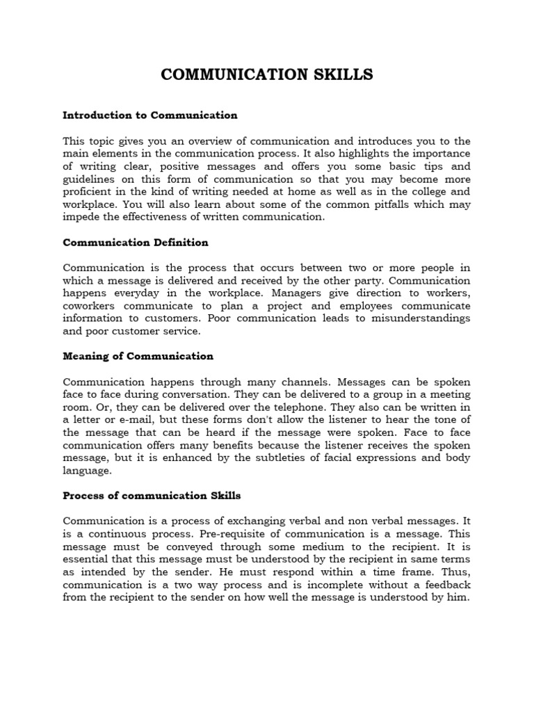 Communication Skills Notes 3rd Semester | PDF | Communication ...