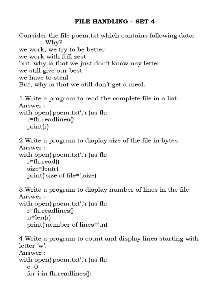 File Handling - Worksheet - Set 4 - AK | PDF | Text File | Computer Programming