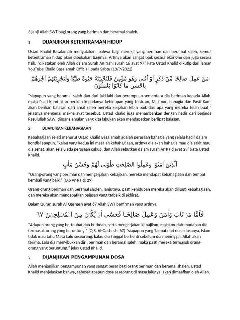 Janji Allah untuk Orang Beriman | PDF