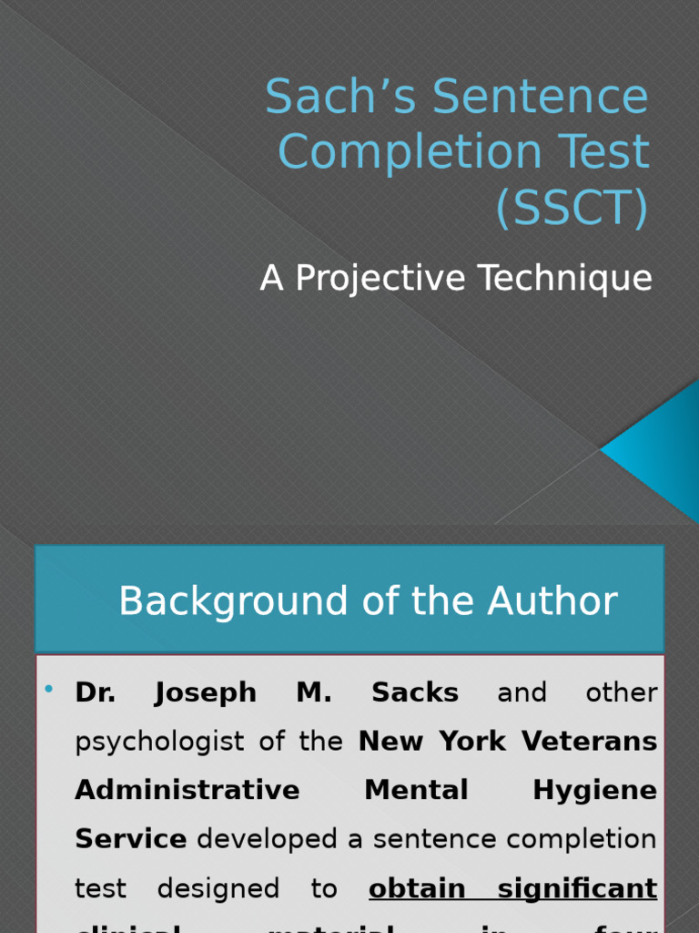 Sachs Sentence Completion Test | PDF | Validity (Statistics) | Psychology