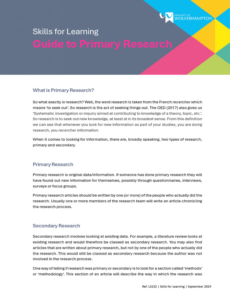Understanding Primary Research Methods | PDF | Information | Methodology