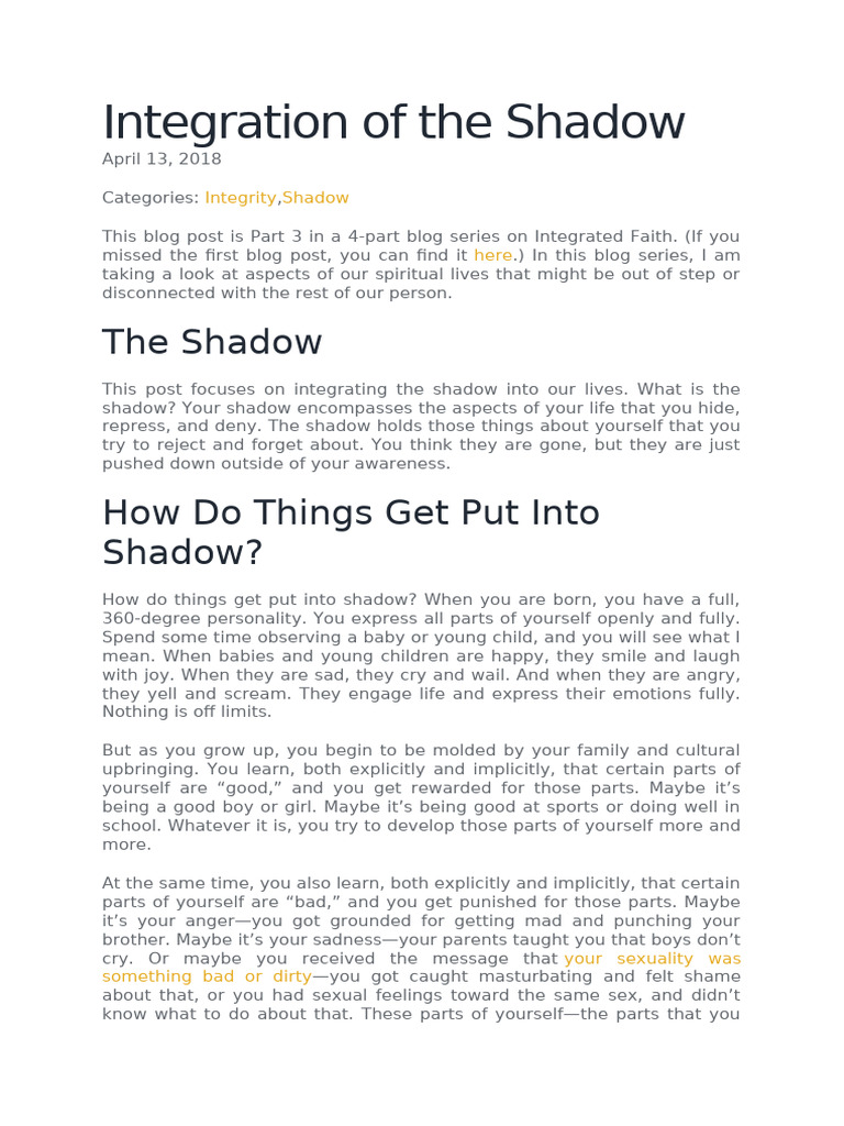 Integration of the Shadow | PDF | Shadow (Psychology) | Anger