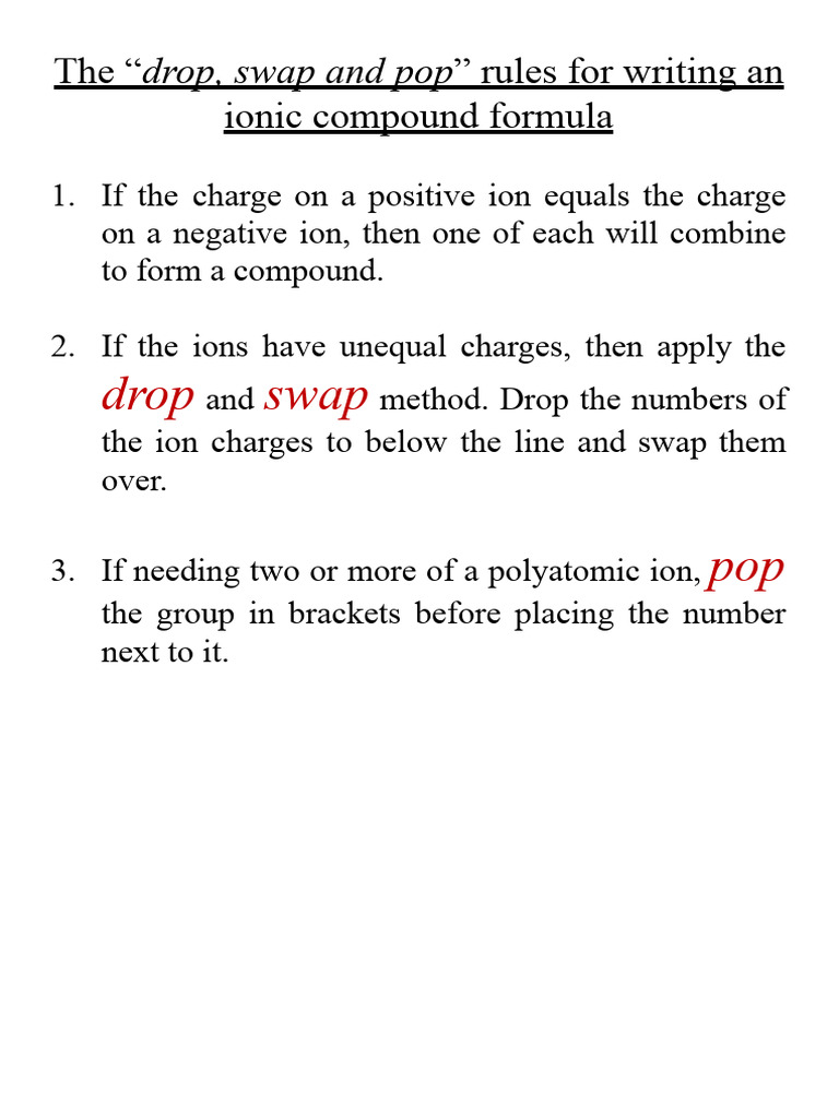1m. Rules For Writing An Ionic Formula | PDF
