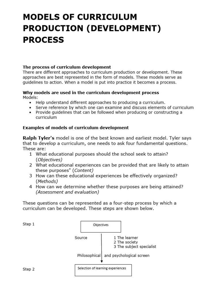 Curriculum Theorey Models | PDF | Curriculum | Evaluation