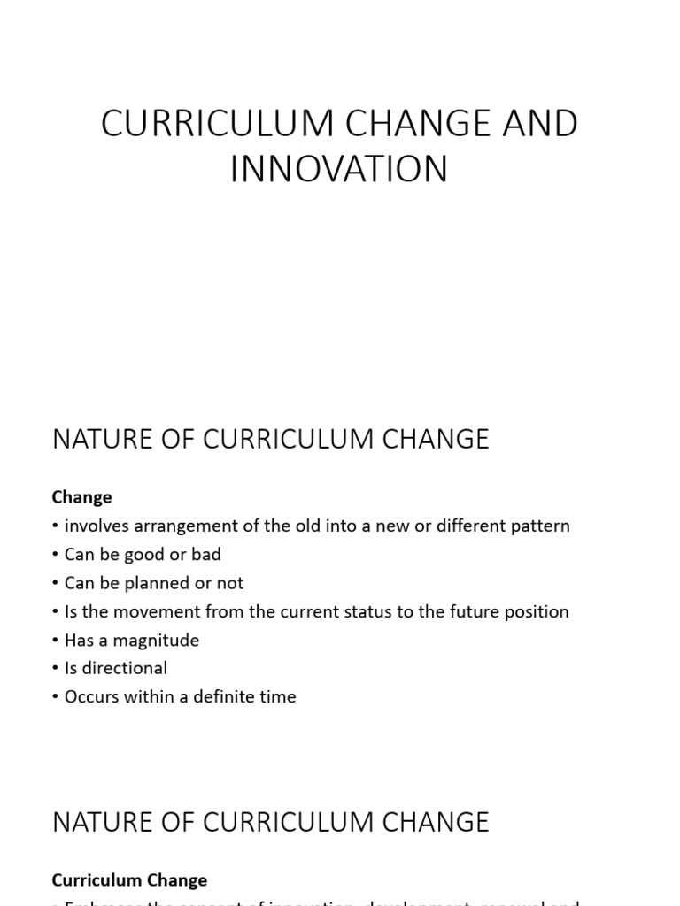 Curriculum Change and Innovation Strategies | PDF | Curriculum | Innovation