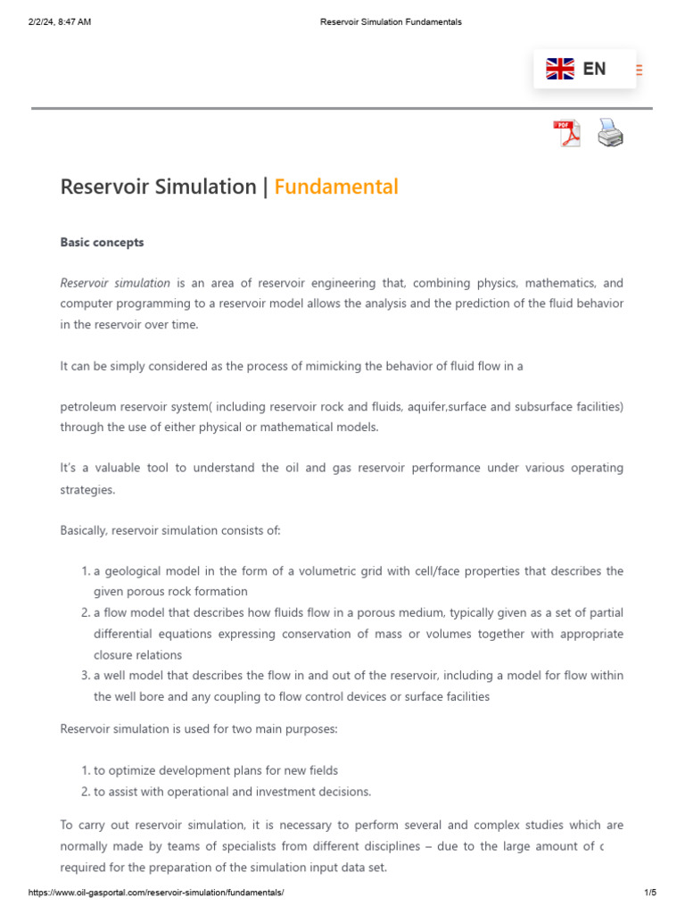 Reservoir Simulation Fundamentals | PDF | Petroleum Reservoir | Applied ...