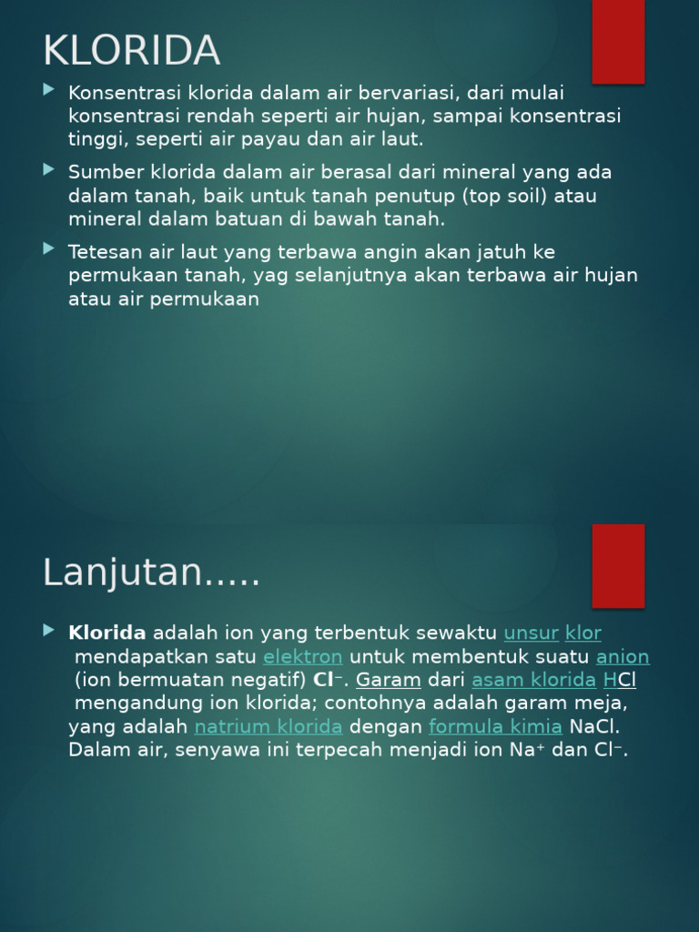 Klorida dalam Air: Sumber dan Dampak | PDF