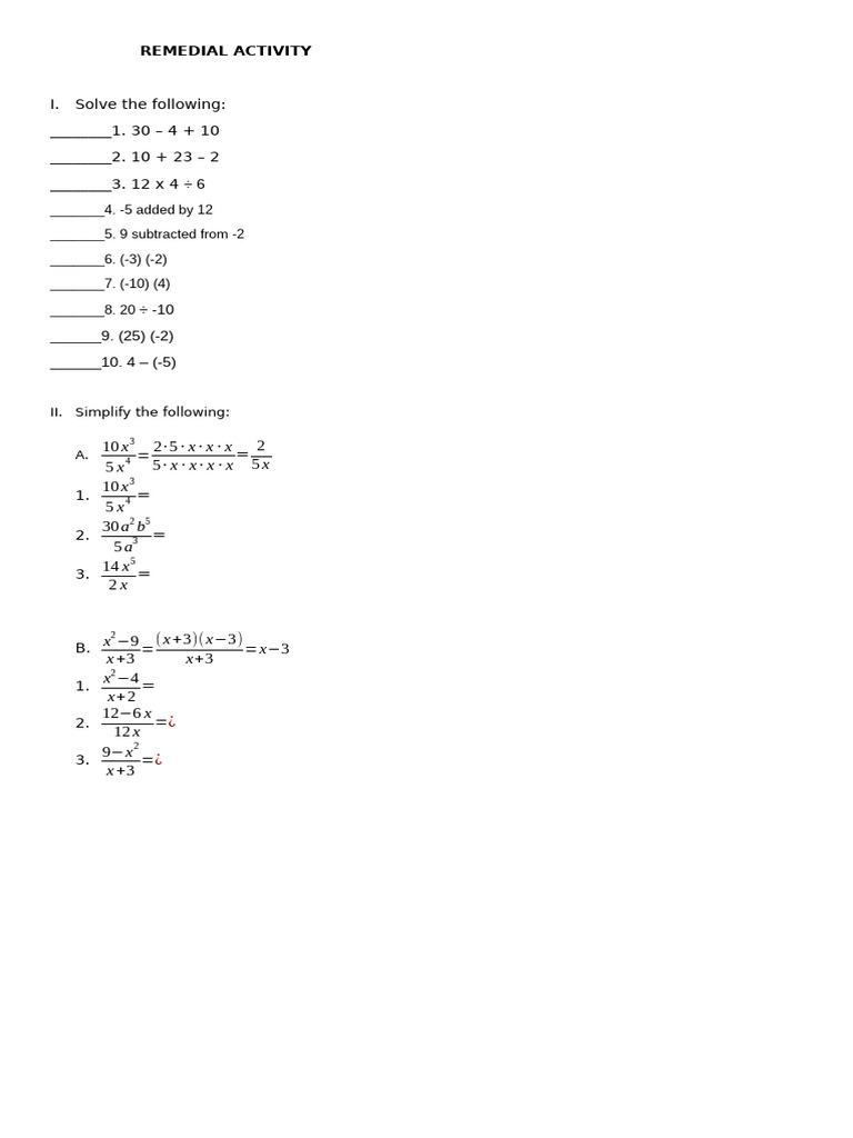 Remedial Activity | PDF