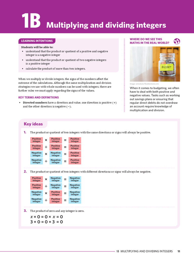 Textbook - Multiplying and Dividing Integers - Edrolo | PDF ...