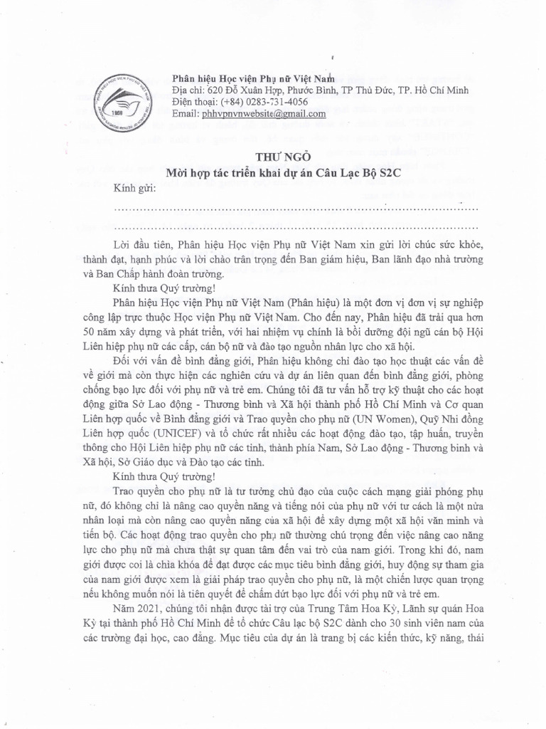 Thu Ngo Moi Hop Tac | PDF
