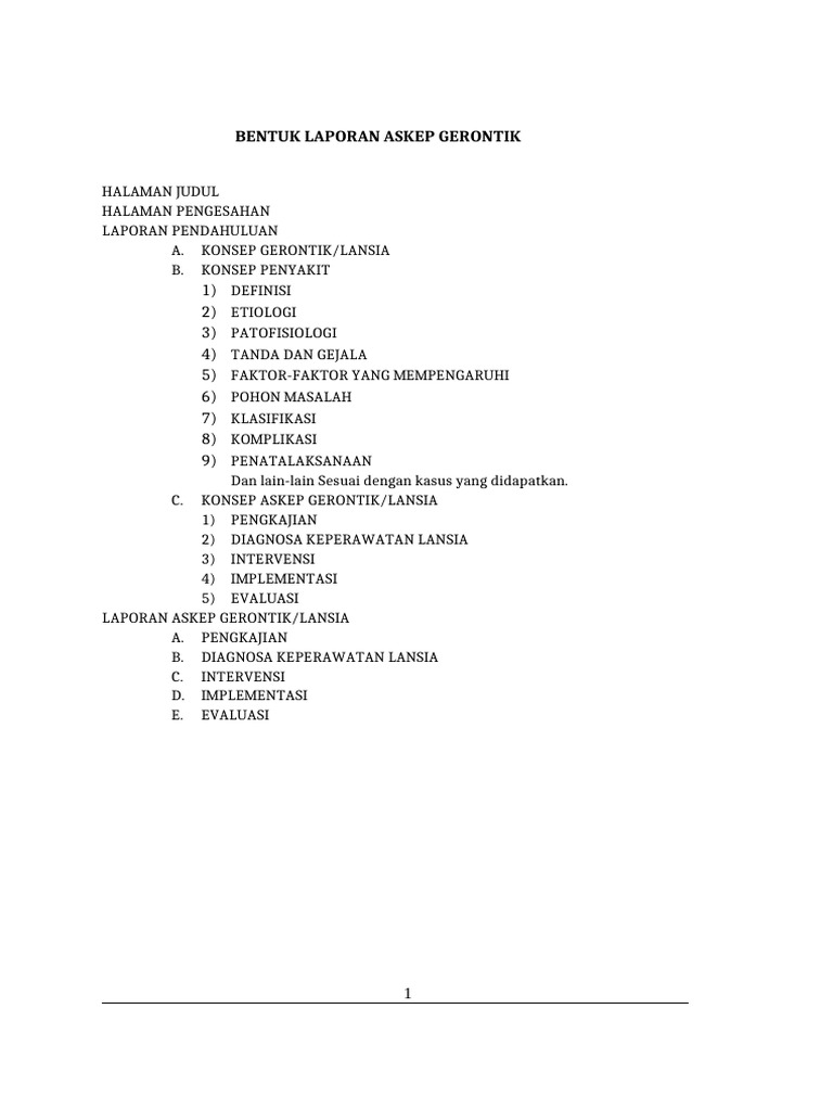 Bentuk Laporan Askep Gerontik | PDF