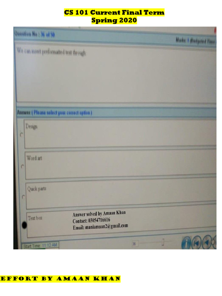 CS101 Current Final Terms by Amaan khan-1 | PDF