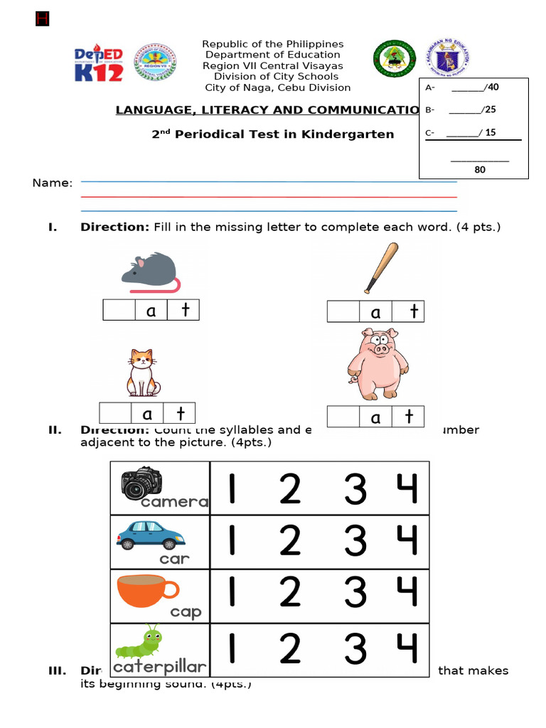 Kindergarten 2nd Periodical Test 2025 | PDF | Language Families | Languages