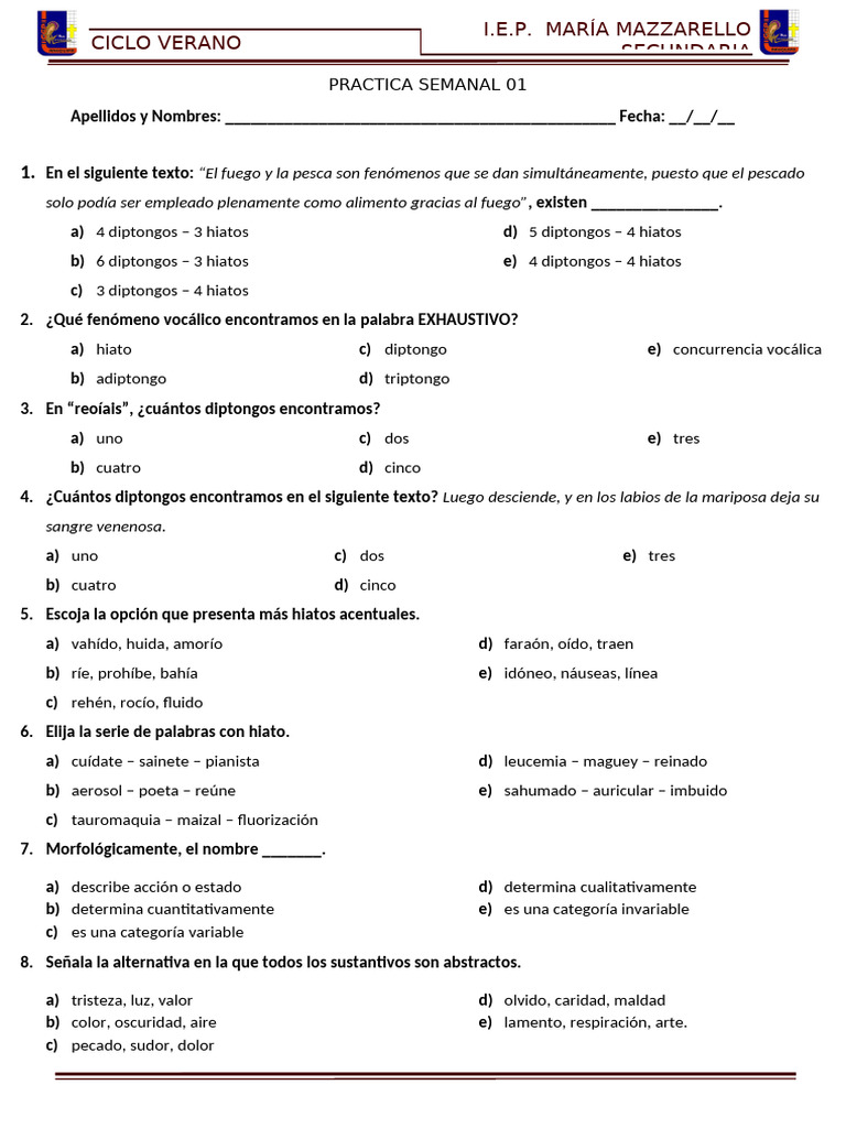 PRACTICA SEMANAL 01 Cuarto | PDF | Fonética | Voz humana