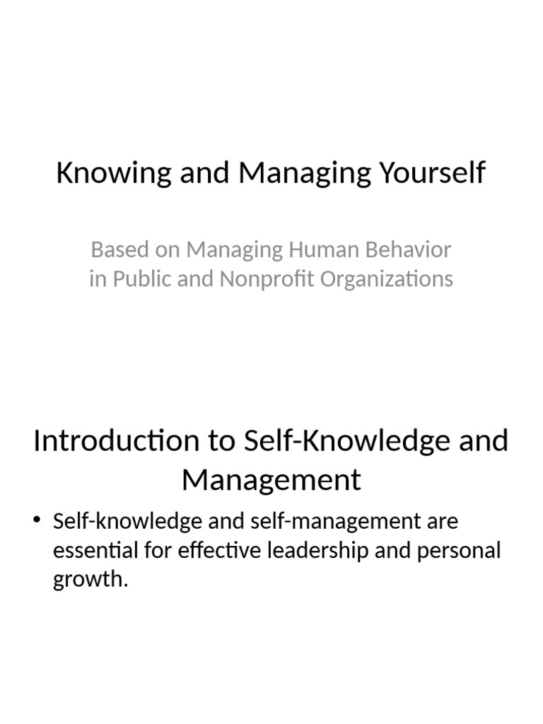 Mastering Self-Management for Leaders | PDF