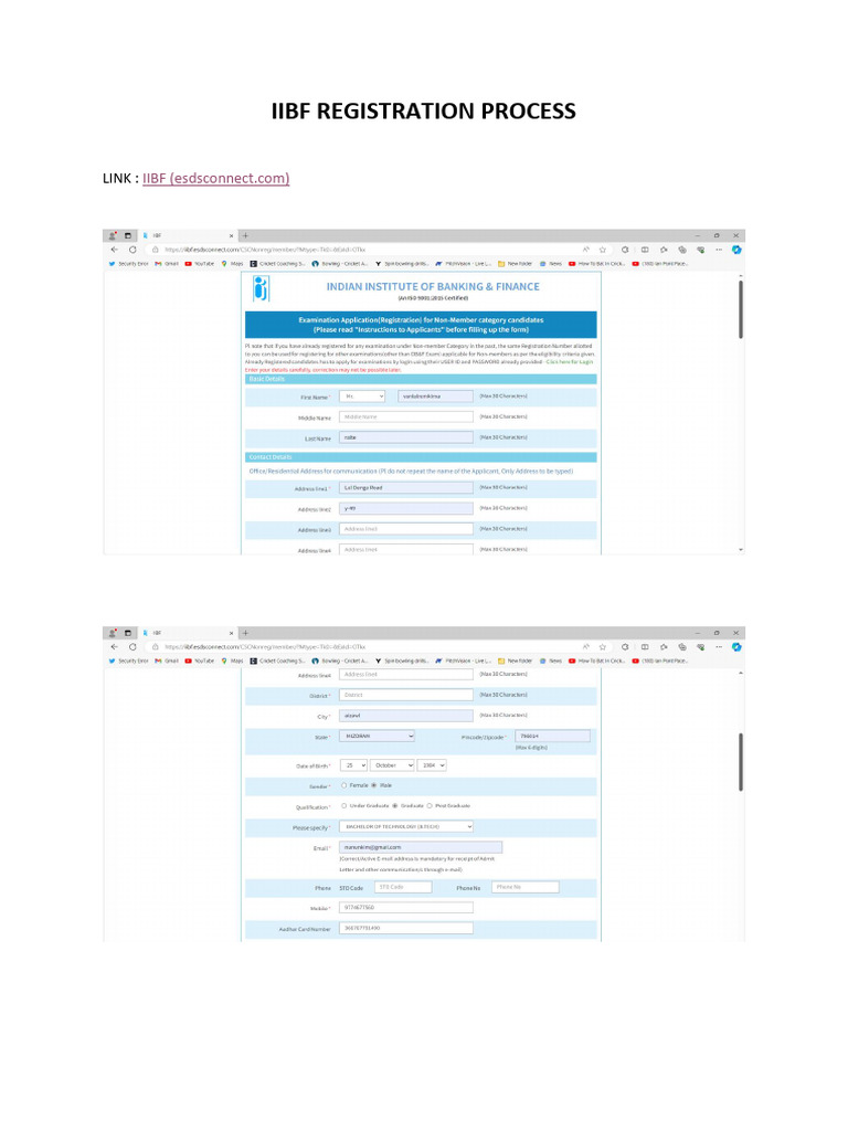Iibf Registration Process | PDF