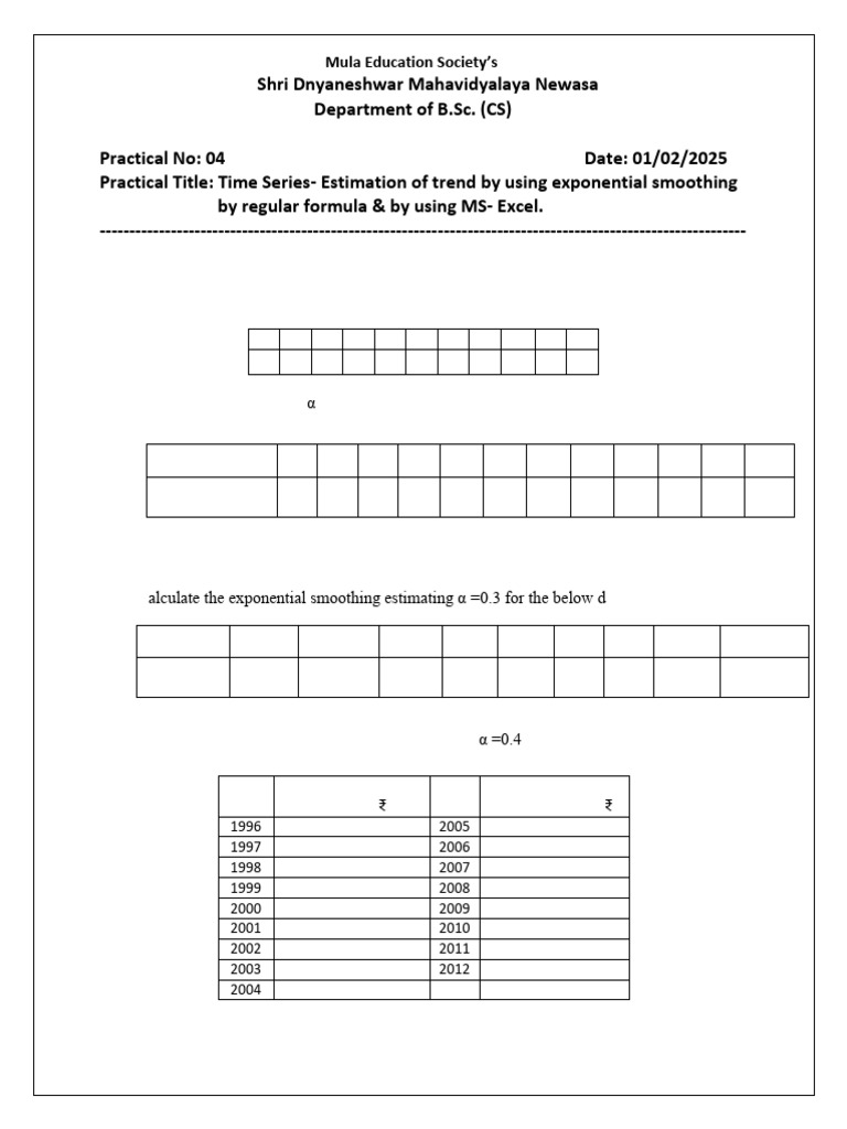 4) Practical04 Exponential Smoothing | PDF | Applied Mathematics | Statistical Inference