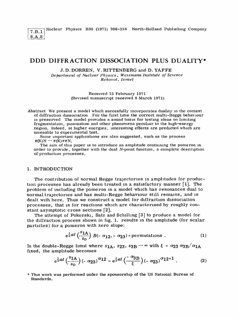 Diffraction Dissociation Plus Duality | PDF | Electronvolt | Physics