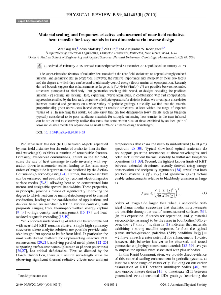 Material Scaling and Frequency-Selective Enhancement of Near-Field ...