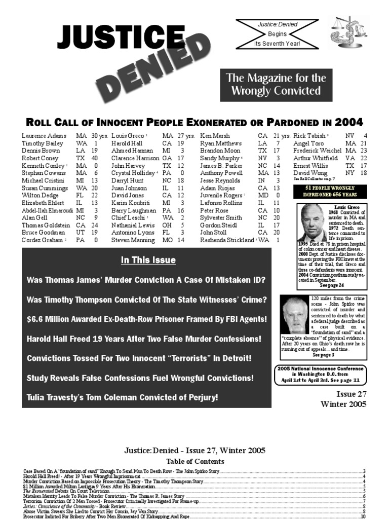 Justice Denied Wrongly Convicted | PDF | Confession (Law) | Criminal ...