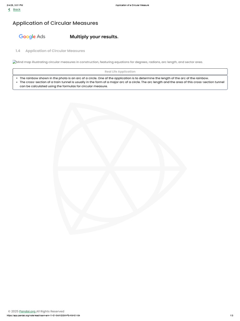 Circular Measures in Construction | PDF | Circle | Area