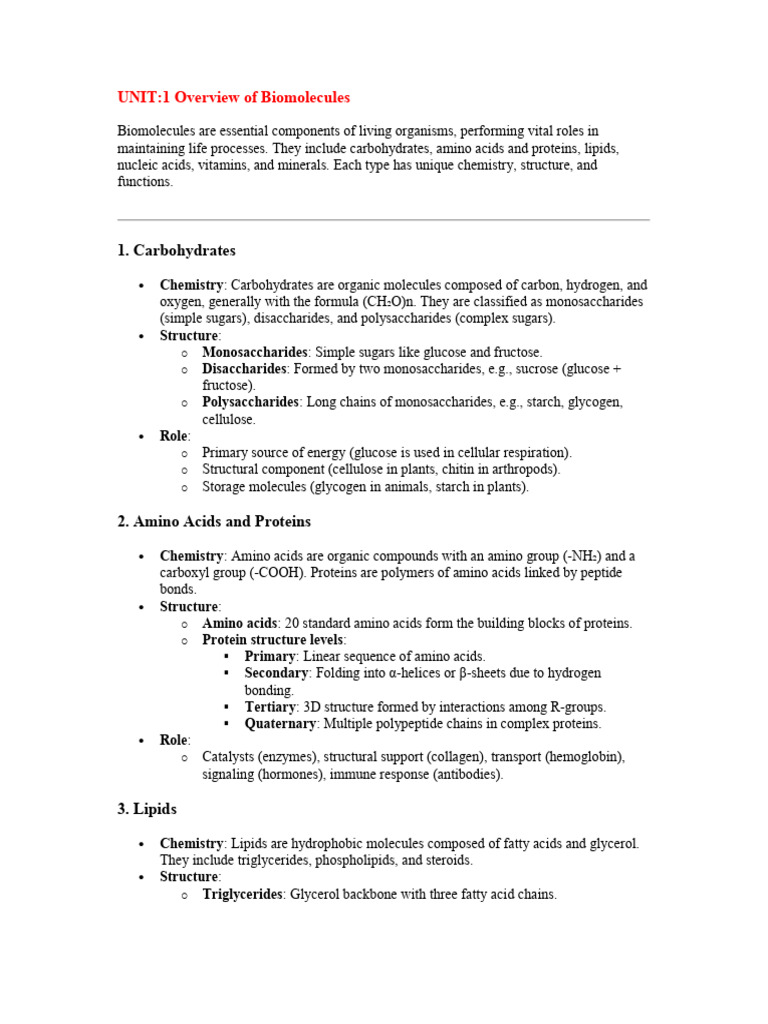 Biochemistry All Units - Notes | PDF | Cholesterol | Lipoprotein