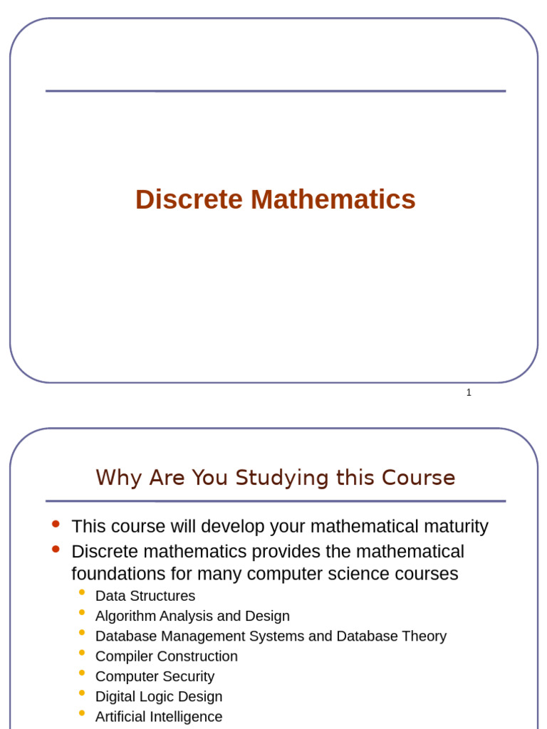 Discrete Lecture Slides Week01 | PDF | Discrete Mathematics | Mathematics