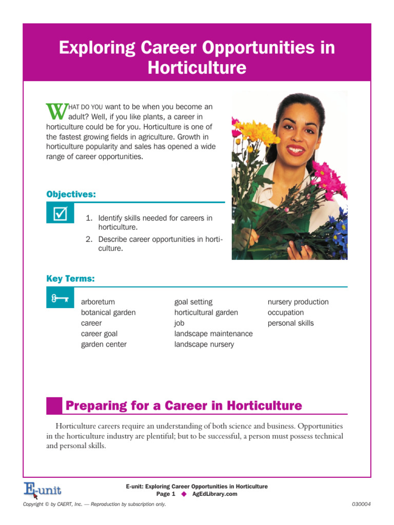 Exploring Career Opportunities in Horticulture | PDF | Horticulture ...