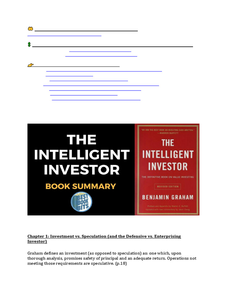 Intelligent Investor Summary and Insights | PDF | Investing | Stocks