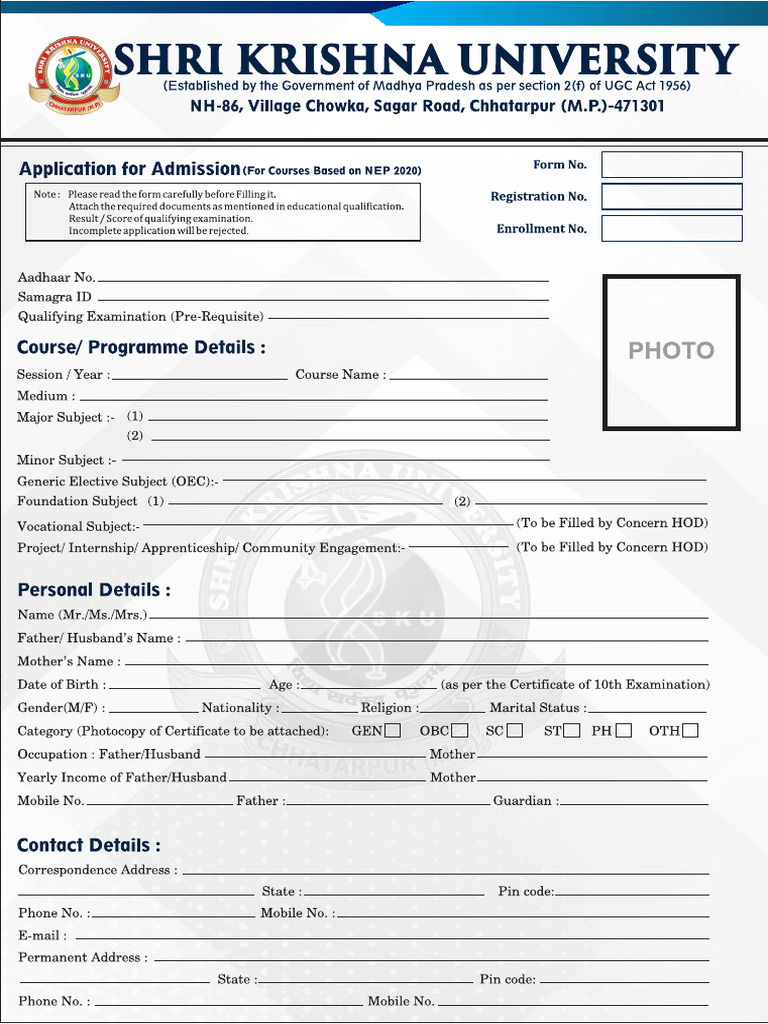 Admission Form SKU NEP - 231222 - 194837 | PDF