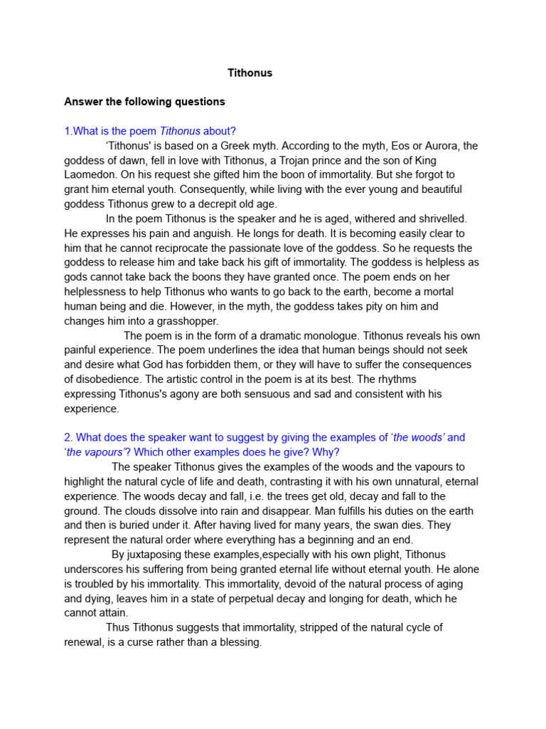 Tithonus | PDF | Immortality