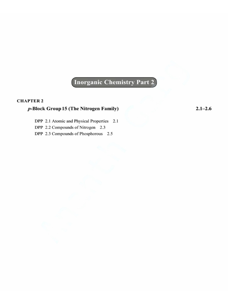 P-Block Group 15 Elements The Nitrogen Family DPP | PDF