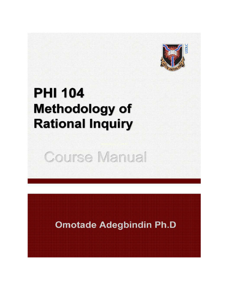 PHI104-Methodology of Rational Inquiry-Omotade Adegbindin-2016-UNIBADAN ...