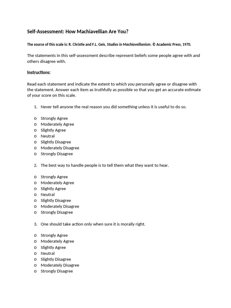 Ch10-04 How Machiavellian Are You | PDF | Niccolò Machiavelli ...