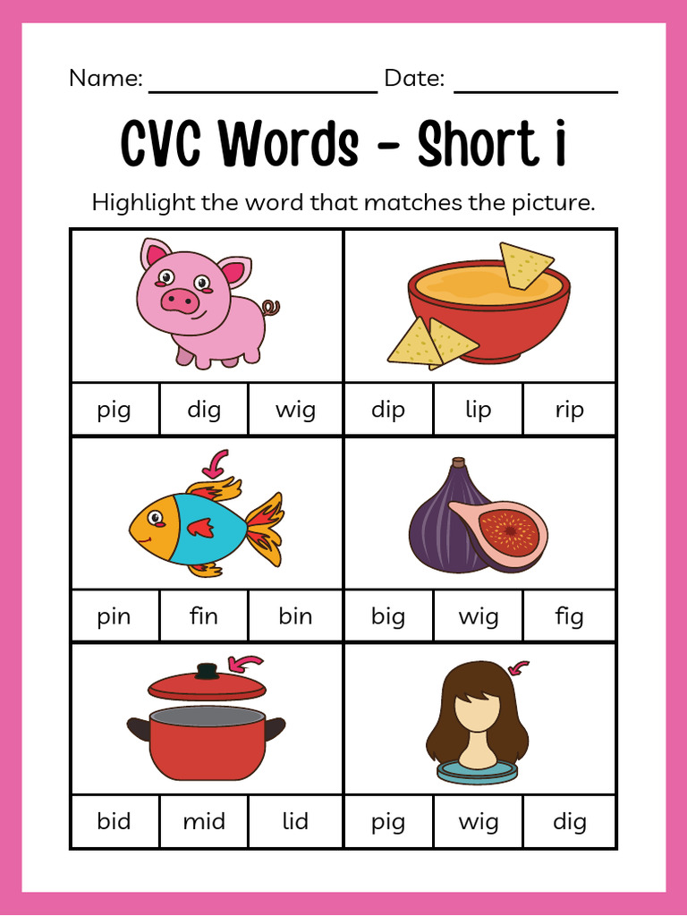 CVC Short Vowel I | PDF