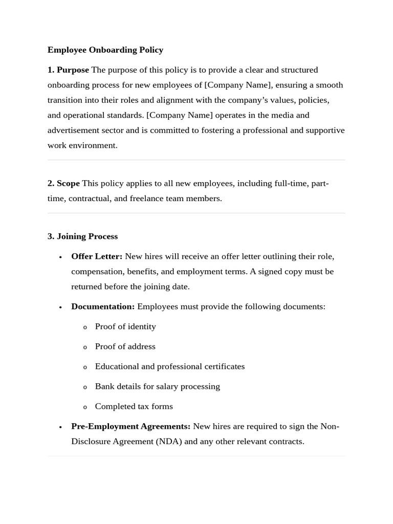 Employee Onboarding Policy | PDF | Employment | Confidentiality