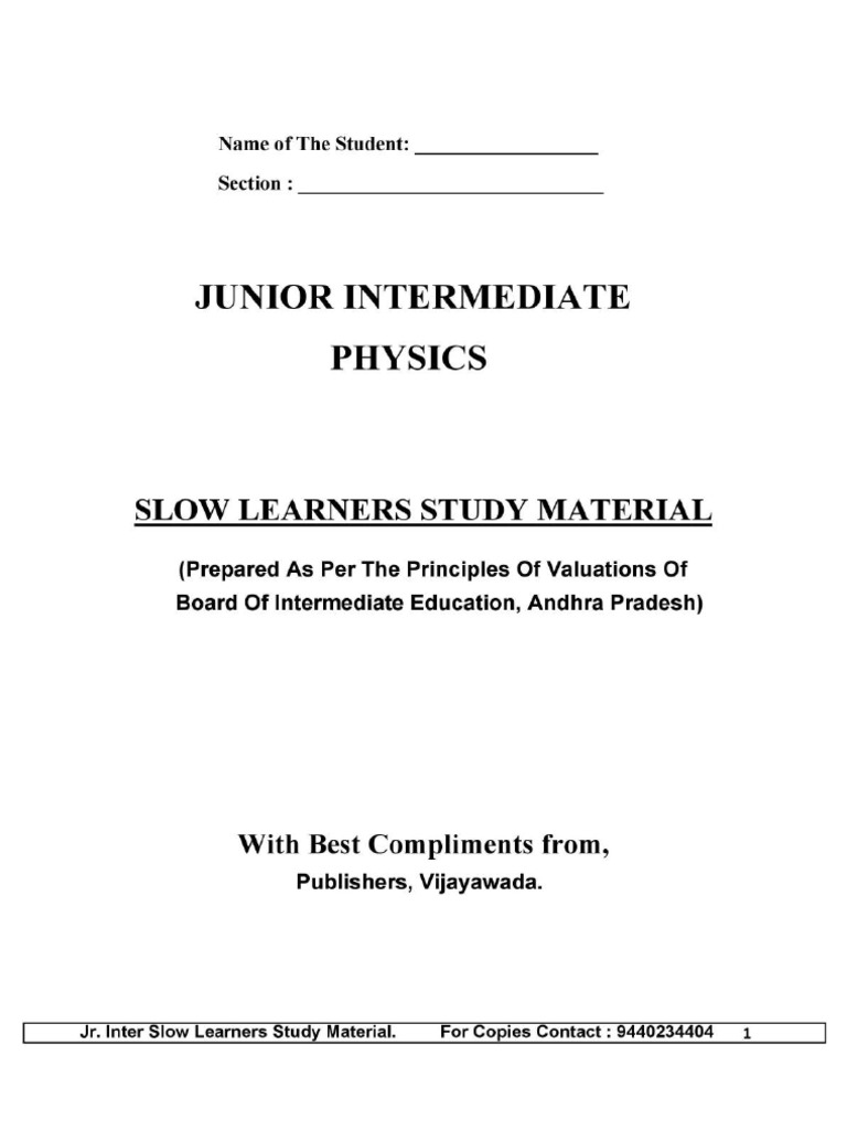 JR Inter Physics (WWW - Teachernews.in) | PDF