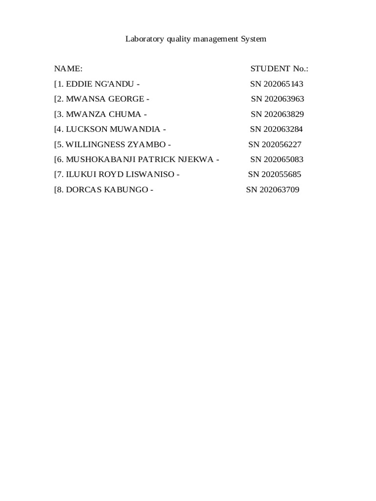 Laboratory Quality Management System Cohort | PDF