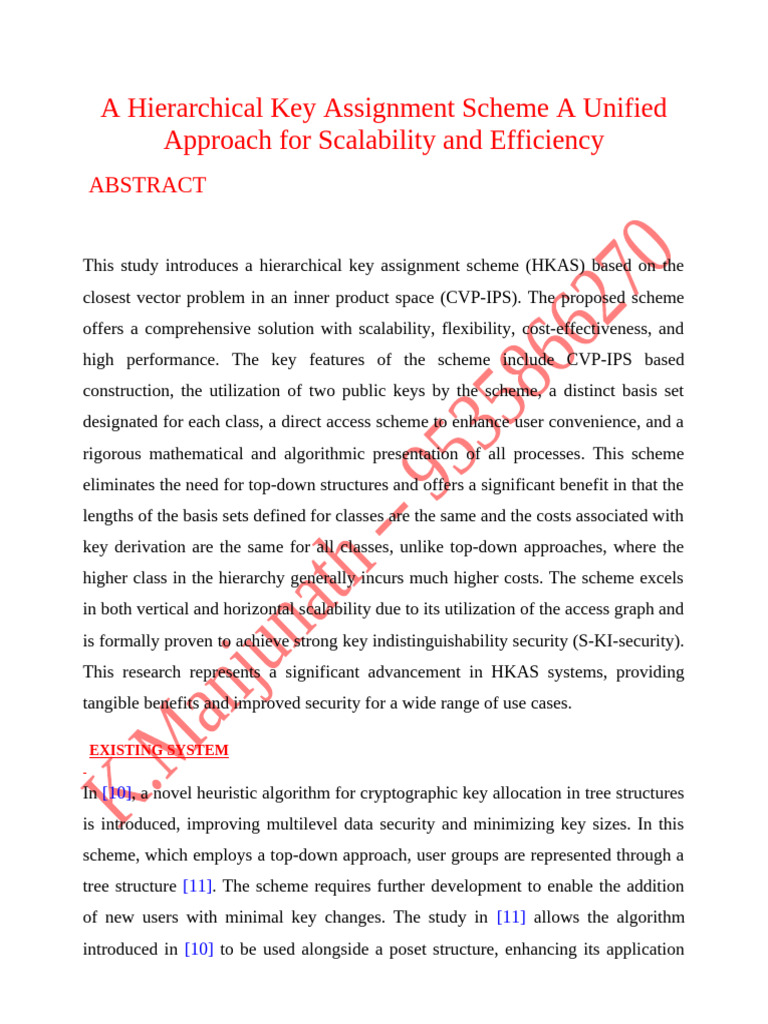 A Hierarchical Key Assignment Scheme A Unified Approach | PDF | Cloud Computing | Scalability