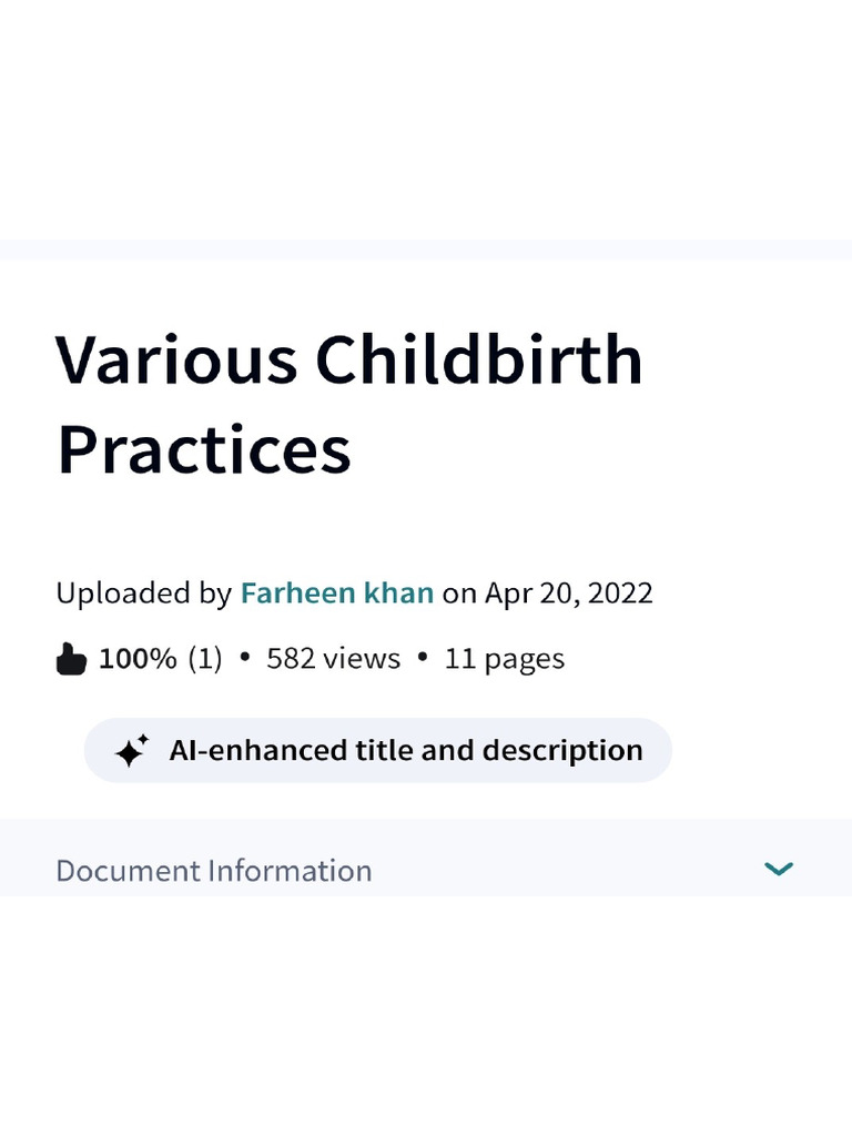 Various Childbirth Practice | PDF