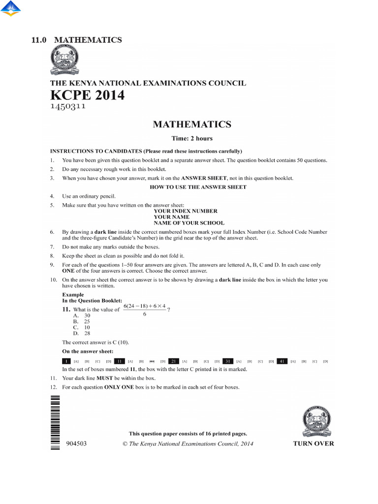 Primary Four Math Revision Questions | PDF