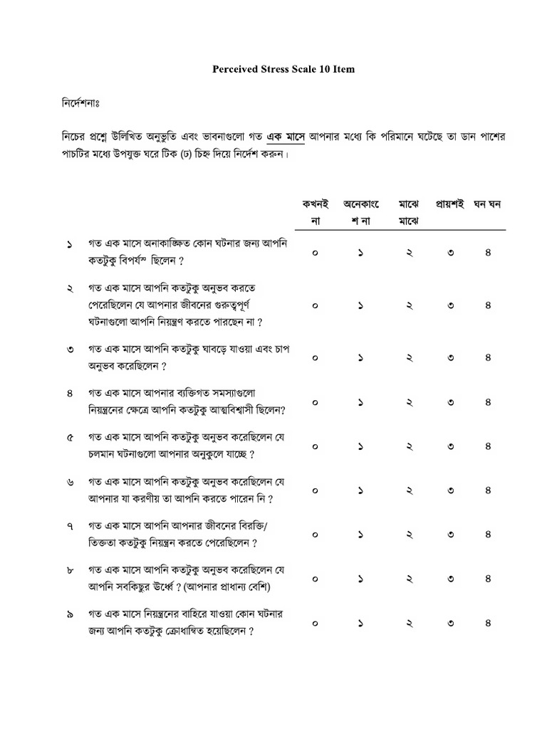 Perceieved Stress Scale | PDF
