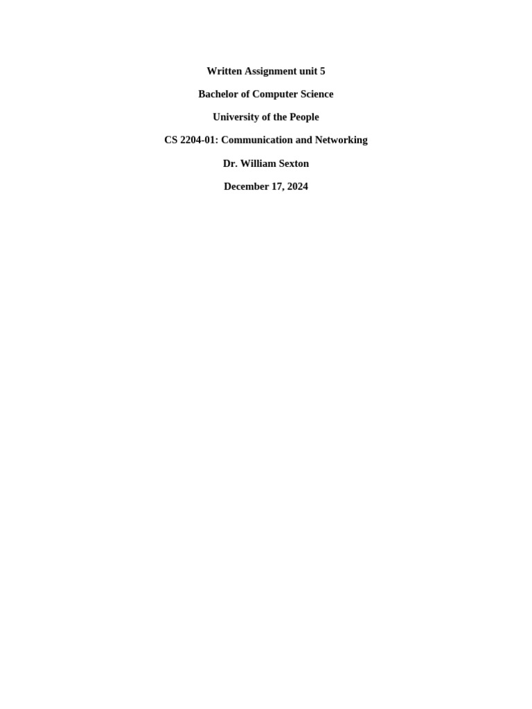 Written Assignment Unit 5 Communication | PDF | Ip Address | Router (Computing)