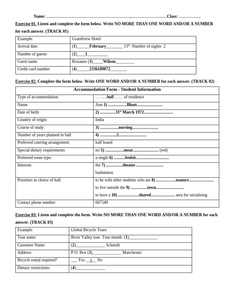 Gap Filling Listening Exercises | PDF