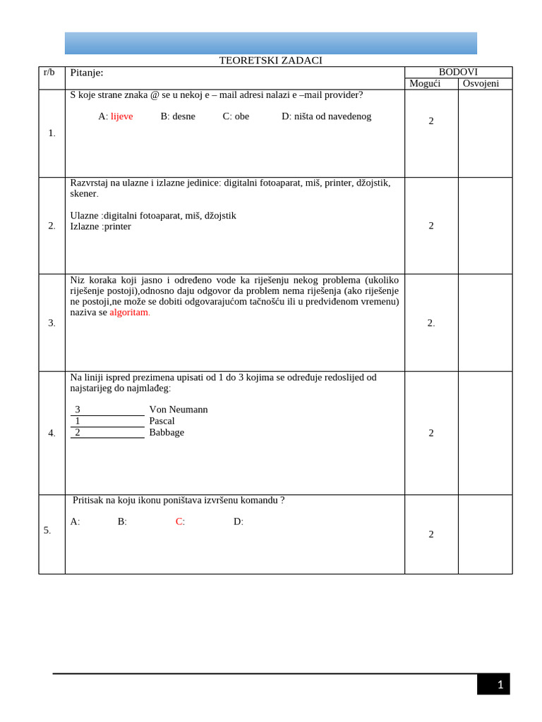 Rješenja Teoretski Zadaci 2 | PDF