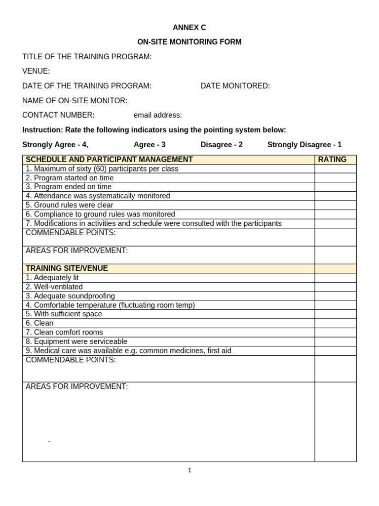 Annex Form C - ONSITE MONITORING | PDF
