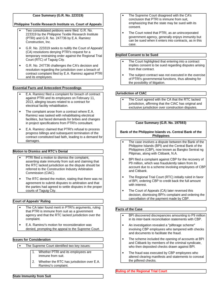 Case Summary | PDF | Lawsuit | Sovereign Immunity