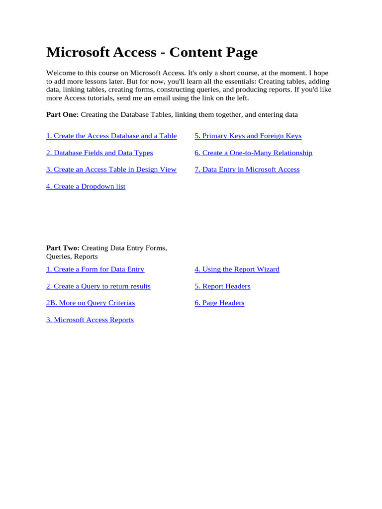 Microsoft Access Essentials Course | PDF